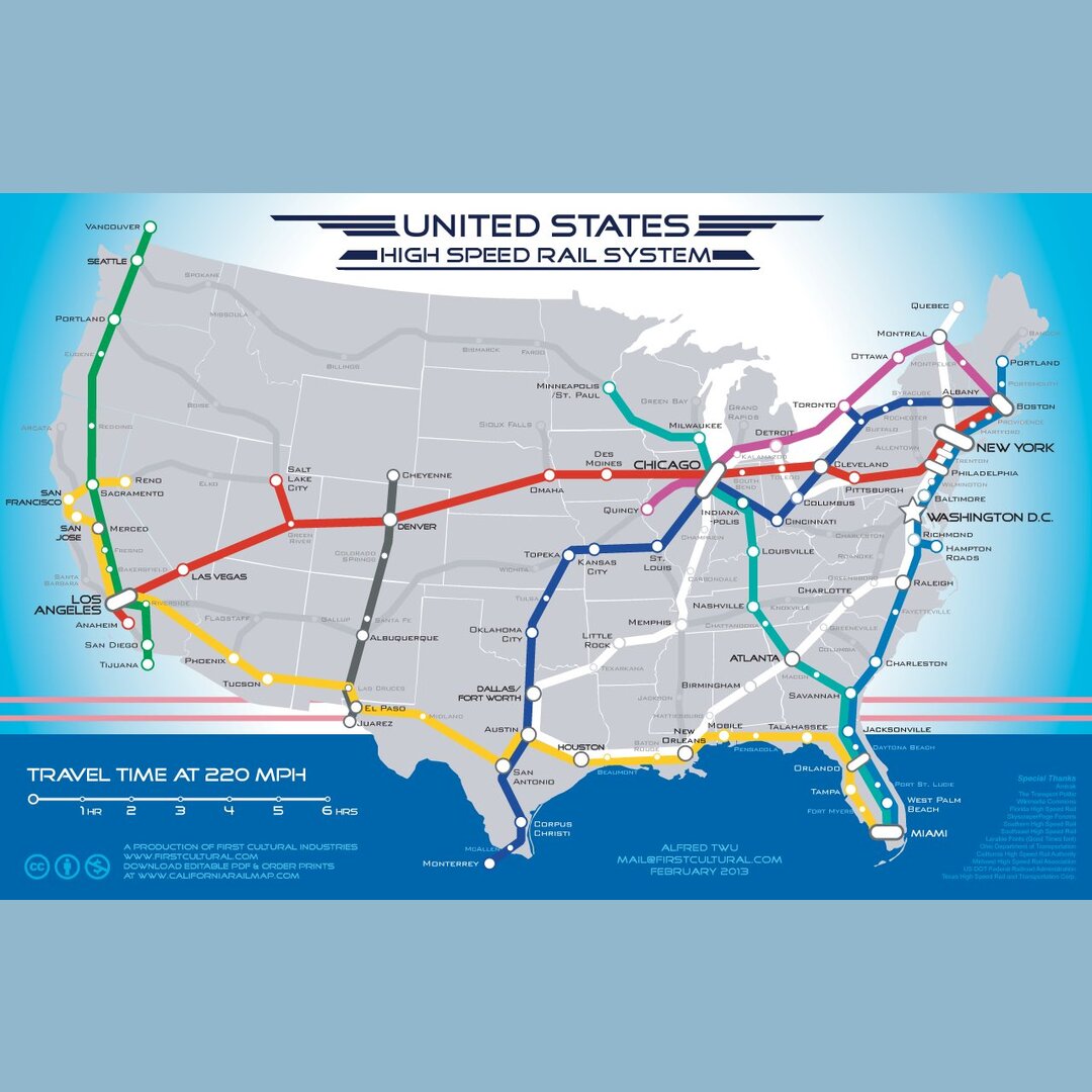 Proposed High-Speed Rail Routes for America
